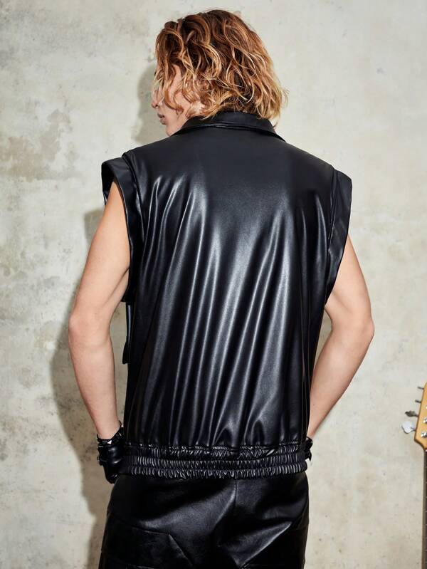 Manfinity AFTRDRK Men Zip Up PU Leather Vest Jacket | SHEIN USA