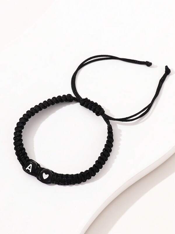 1pc Fashionable Letter & Heart Detail String Bracelet For Women For ...
