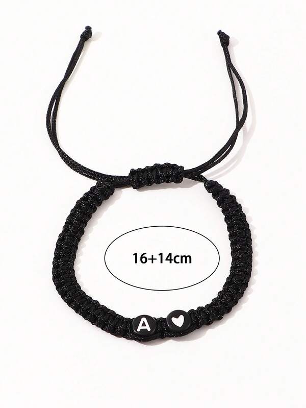 1pc Fashionable Letter & Heart Detail String Bracelet For Women For ...