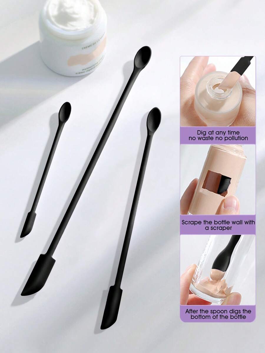 3pcs Double-ended Silicone Cosmetic Spoon | SHEIN USA