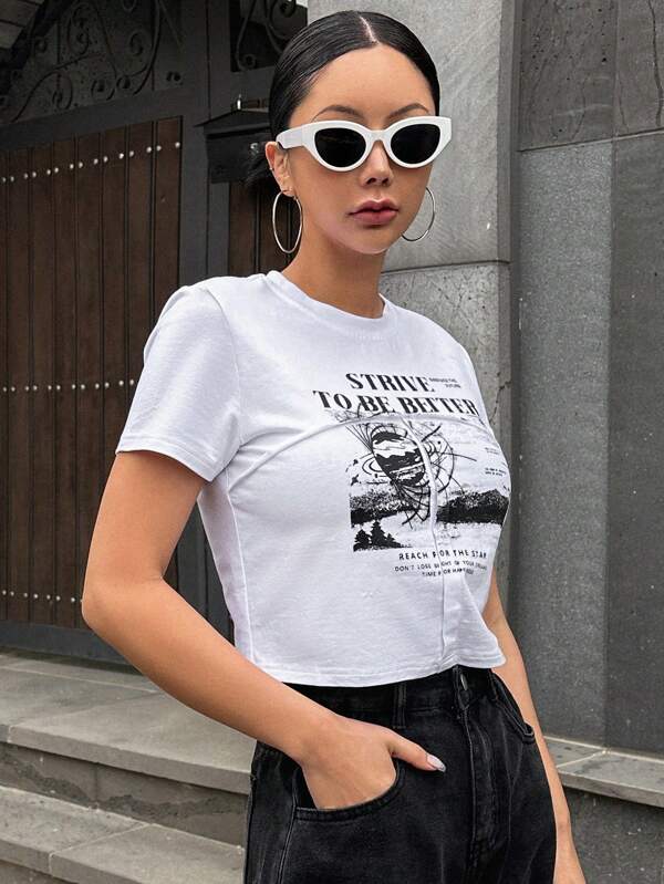 DAZY Slogan Graphic Crop Tee | SHEIN