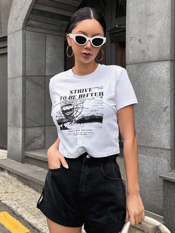 DAZY Slogan Graphic Crop Tee | SHEIN