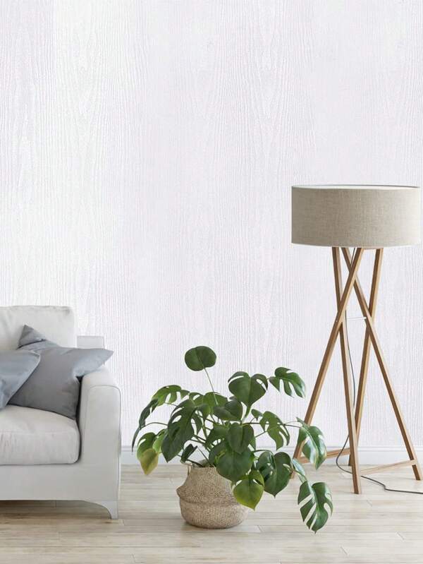 1roll Solid Color Wall Paper, Simple Wooden Pattern Wall Adhesive Roll ...