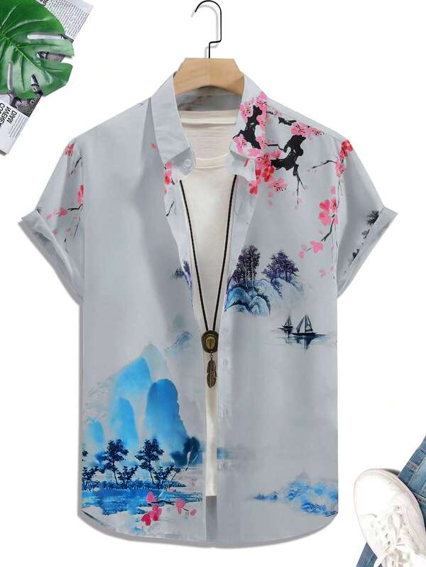 Manfinity Hypemode Men Landscape Print Shirt Without Tee | SHEIN UK
