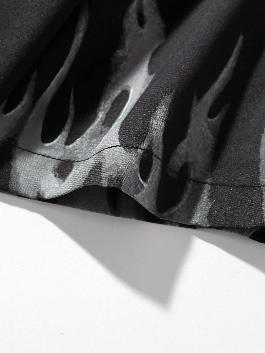 Romwe Street Life Men Letter And Fire Print Shirt Shein Usa