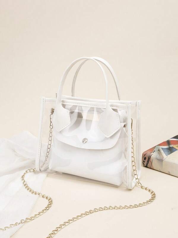 White Transparent Handbag With Inner Pocket | SHEIN USA