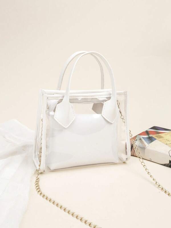 White Transparent Handbag With Inner Pocket | SHEIN USA