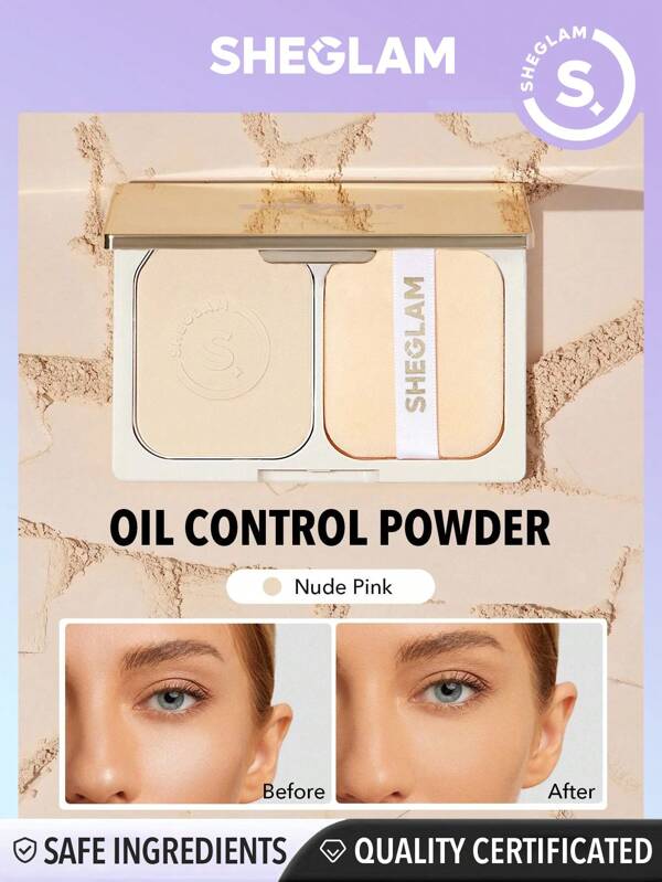 SHEGLAM Light Through Oil Control Powder - Nude Pink Anti-Oil Pressed ...