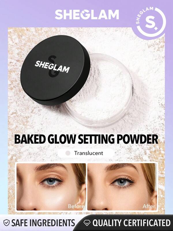SHEGLAM Baked Glow Setting Powder-Translucent Oil Control Loose Setting ...