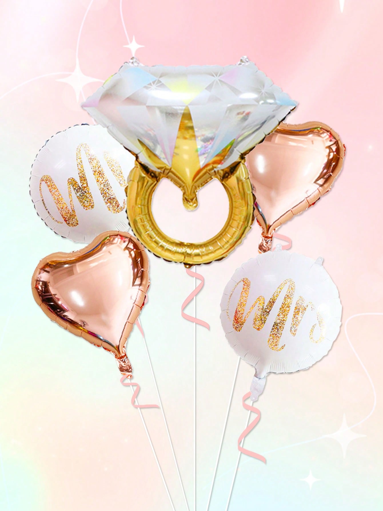 5 piezas diamante Anillo & en forma de corazón globo globo Decoración ...