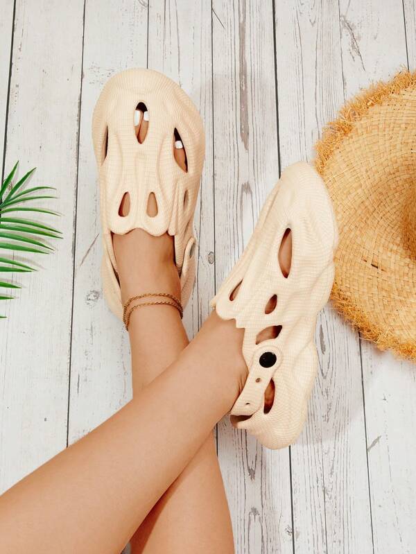 Women Hollow Out Clogs, Cool Beige EVA Vented Clogs | SHEIN USA