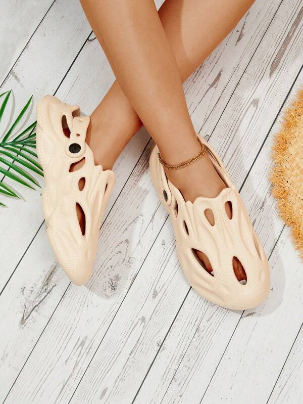 Women Hollow Out Clogs, Cool Beige EVA Vented Clogs | SHEIN USA