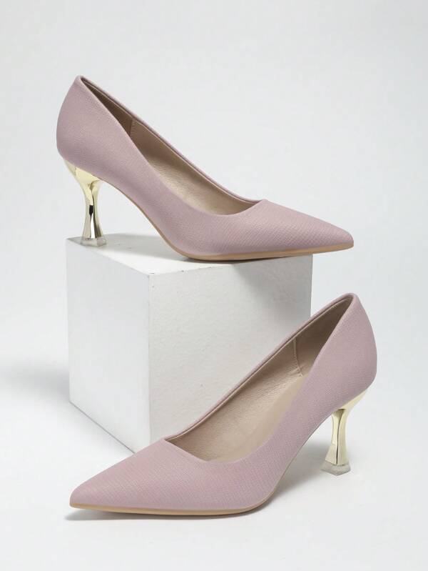 Women Minimalist Court Pumps, Artificial Leather Point Toe Pyramid ...