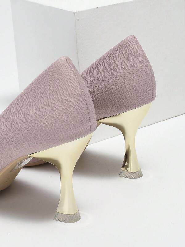 Women Minimalist Court Pumps, Artificial Leather Point Toe Pyramid ...