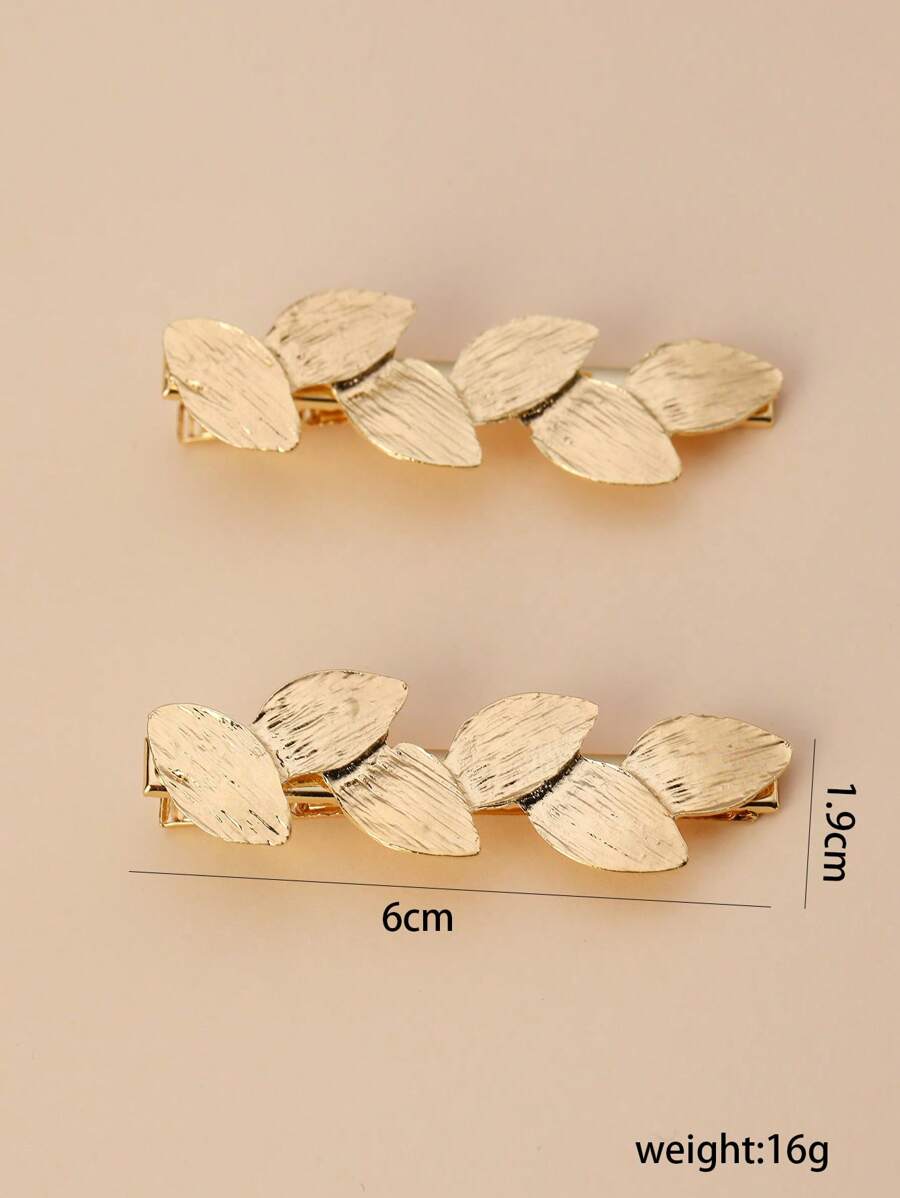 2pcs/Set Minimalist Metallic Hair Clips With Wire Drawing Stripes ...