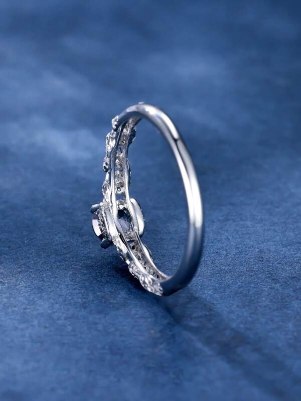 Cubic Zirconia Decor Silver Ring | SHEIN USA