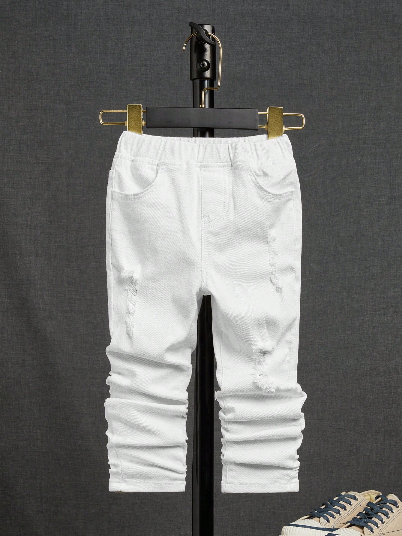 SHEIN Young Boy Ripped Frayed Elastic Waist Jeans | SHEIN USA