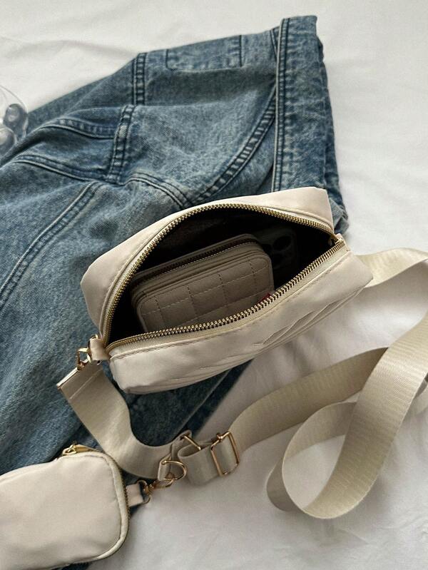 Mini Square Bag With Coin Purse Nylon Chevron Mini Embossing Cube ...