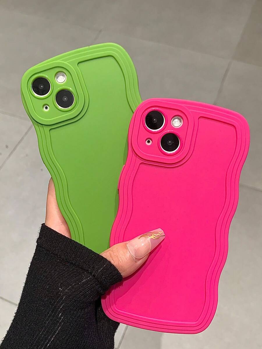 Novelty Wavy Phone Case Pink Neon 3pcs Plain Phone Case Compatible With ...