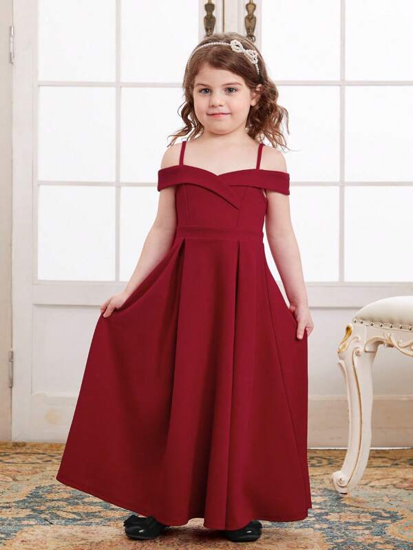 SHEIN Jeunes Filles Robe De Soirée À Épaules Dénudées À Plis | Mode en ...