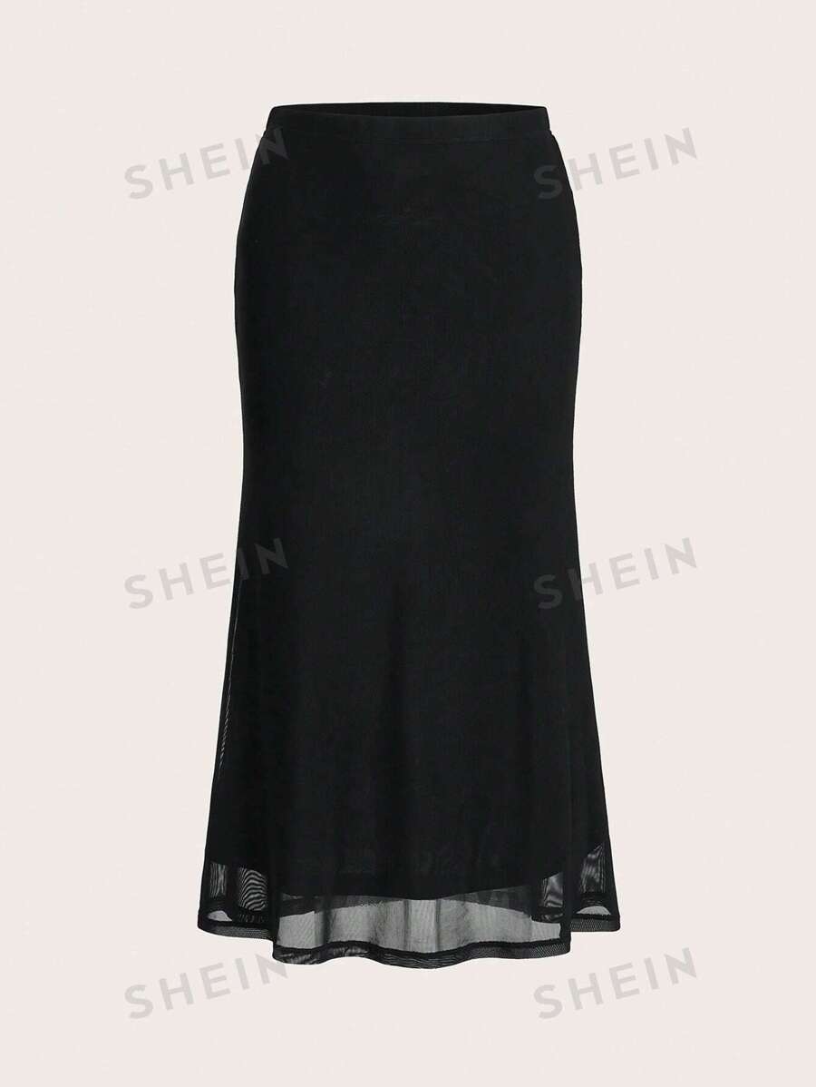 SHEIN EZwear Concert Outfit Fish Tail Star & Sun & Moon Print Black ...