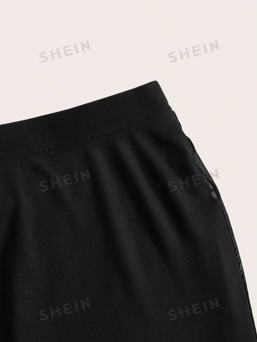 SHEIN EZwear Concert Outfit Fish Tail Star & Sun & Moon Print Black ...