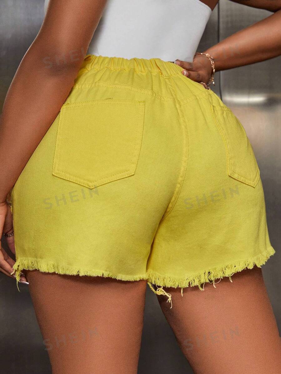 Shein Sxy Plus Ripped Raw Hem Denim Shorts Shein Uk