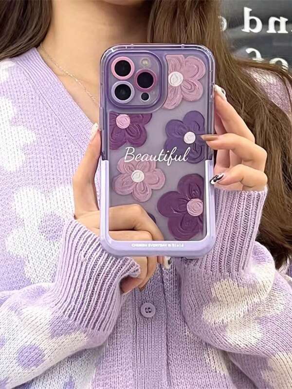 Flower Pattern Phone Case With Holder | SHEIN USA