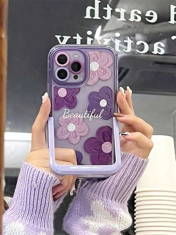 Flower Pattern Phone Case With Holder | SHEIN USA