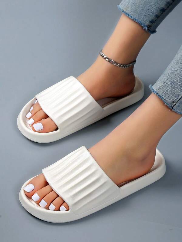 Fashion Slippers For Women, Texture Detail Single Band EVA Slides ...