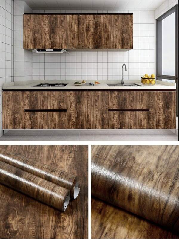 1 rulle PVC-tapet, modernistiskt trämönster vattentät vägghäftande ...