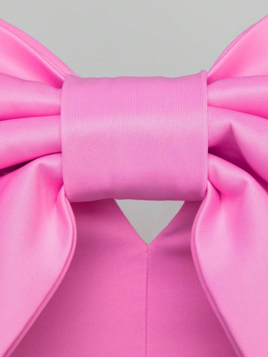 SHEIN Haute Exaggerated Bow Faux Pearl Dress | SHEIN USA