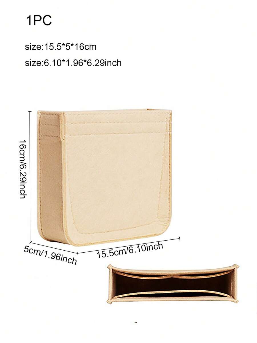 1pc Insert Bag Felt Make Up Organizer Bag Inner Purse Portable Base ...