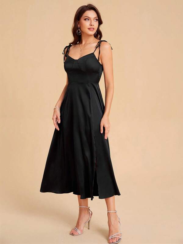 Shein Belle Satin Split Thigh Cami Dress Shein Uk