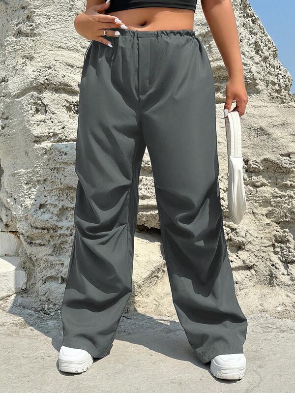 Shein Ezwear Plus Drawstring Waist Parachute Pants Shein Usa