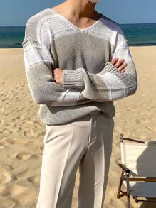 Manfinity Hypemode Men Color Block V Neck Sweater | SHEIN USA