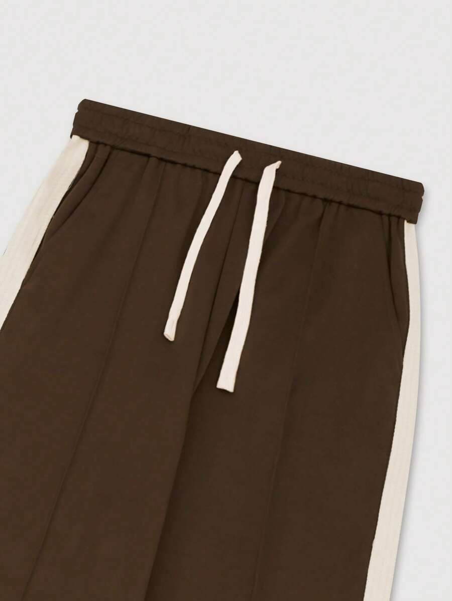 Men Contrast Side Seam Drawstring Waist Trousers | SHEIN UK