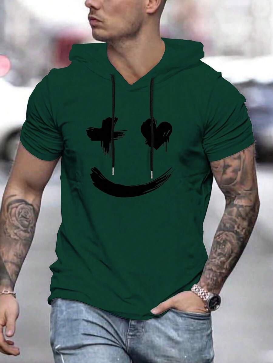 Manfinity Homme Loose Fit Mens Cartoon Graphic Hoodie With Drawstring