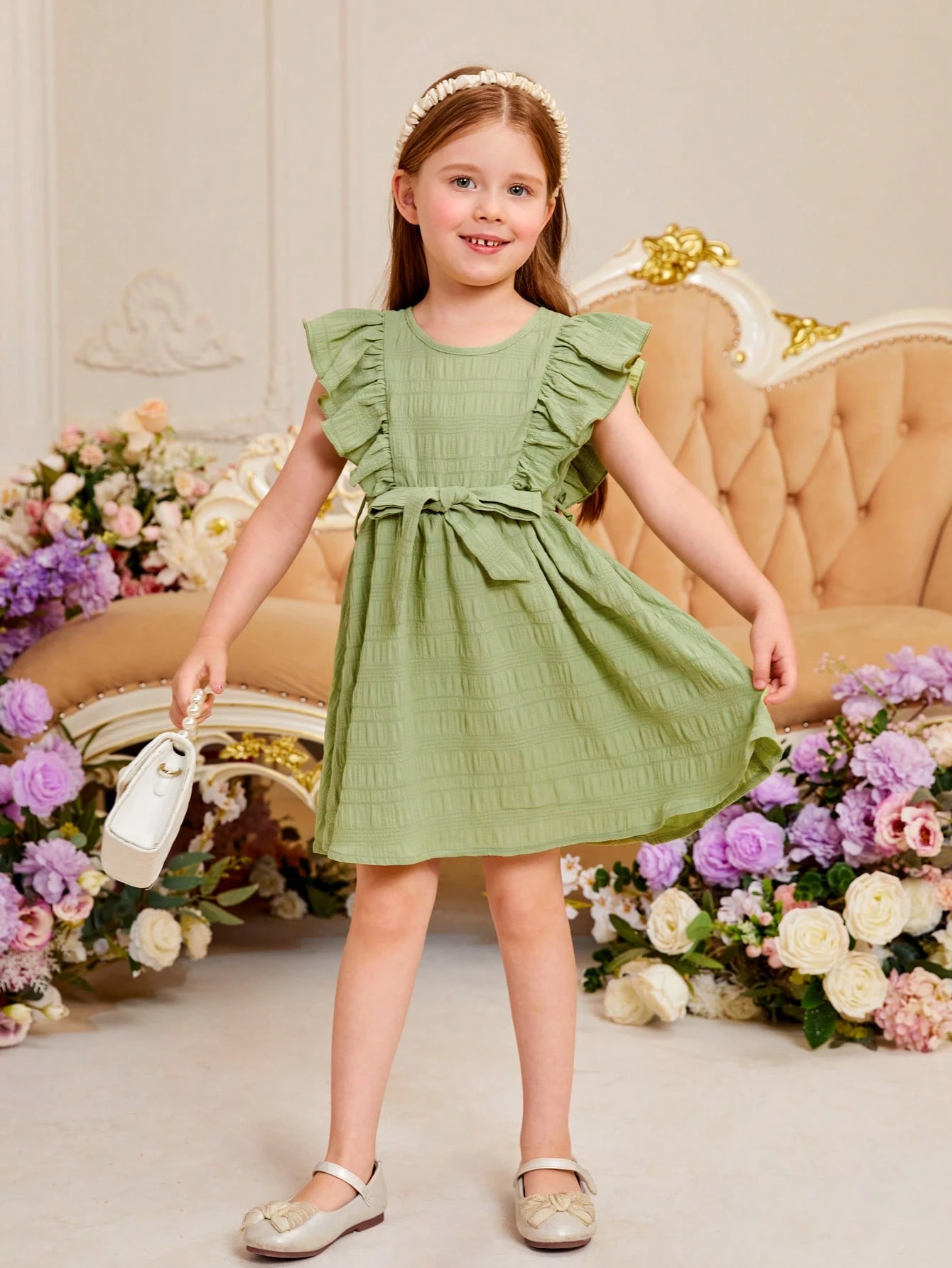 SHEIN 女の子幼児 フリルトリム ベルトドレス | SHEIN JAPAN