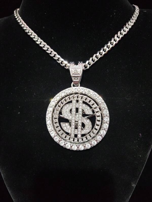 1pc Men's Hip-Hop Style Rotating Dollar Sign Pendant Necklace | SHEIN USA