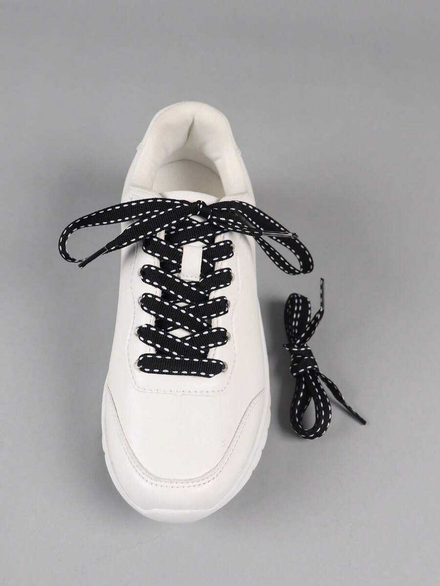 2pcs Stitch Detail Shoelaces, Two Tone Fashionable Shoelaces For ...