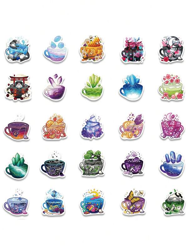 49pcs Cartoon Cup Pattern Assorted Sticker, Cute Multi-purpose Sticker ...