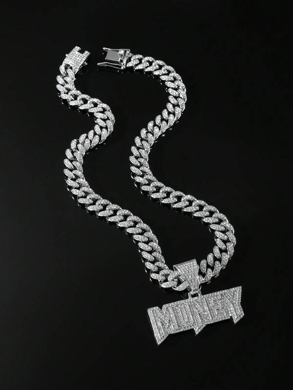 1pc Fully Iced Out Chain Necklace With MONEY Pendant For Men Hip Hop ...