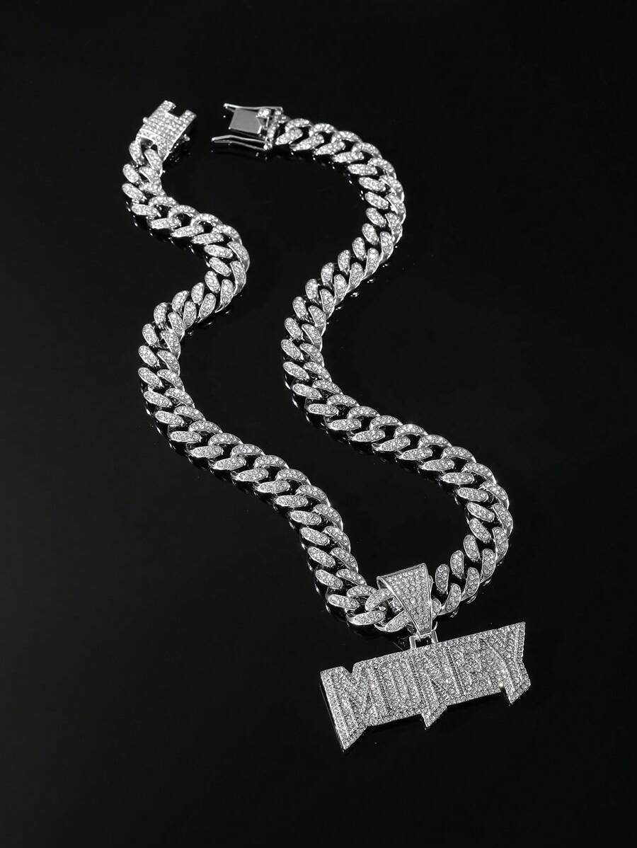 1pc Fully Iced Out Chain Necklace With MONEY Pendant For Men Hip Hop ...
