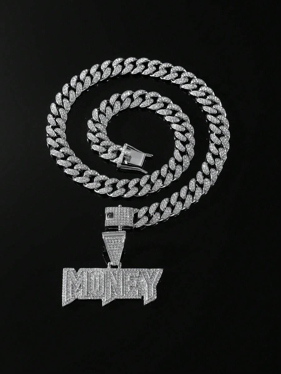 1pc Fully Iced Out Chain Necklace With MONEY Pendant For Men Hip Hop ...