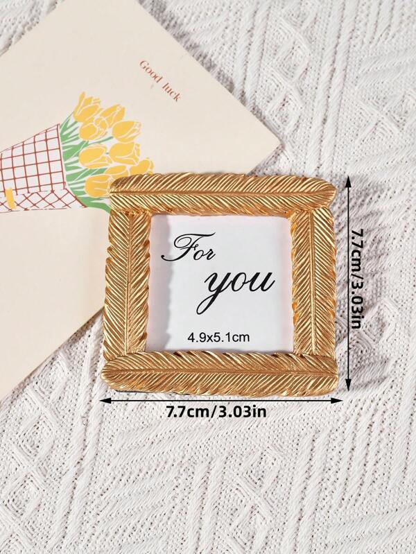 1pc Vintage Design Photo Frame, Gold Polyresin Feather Design ...