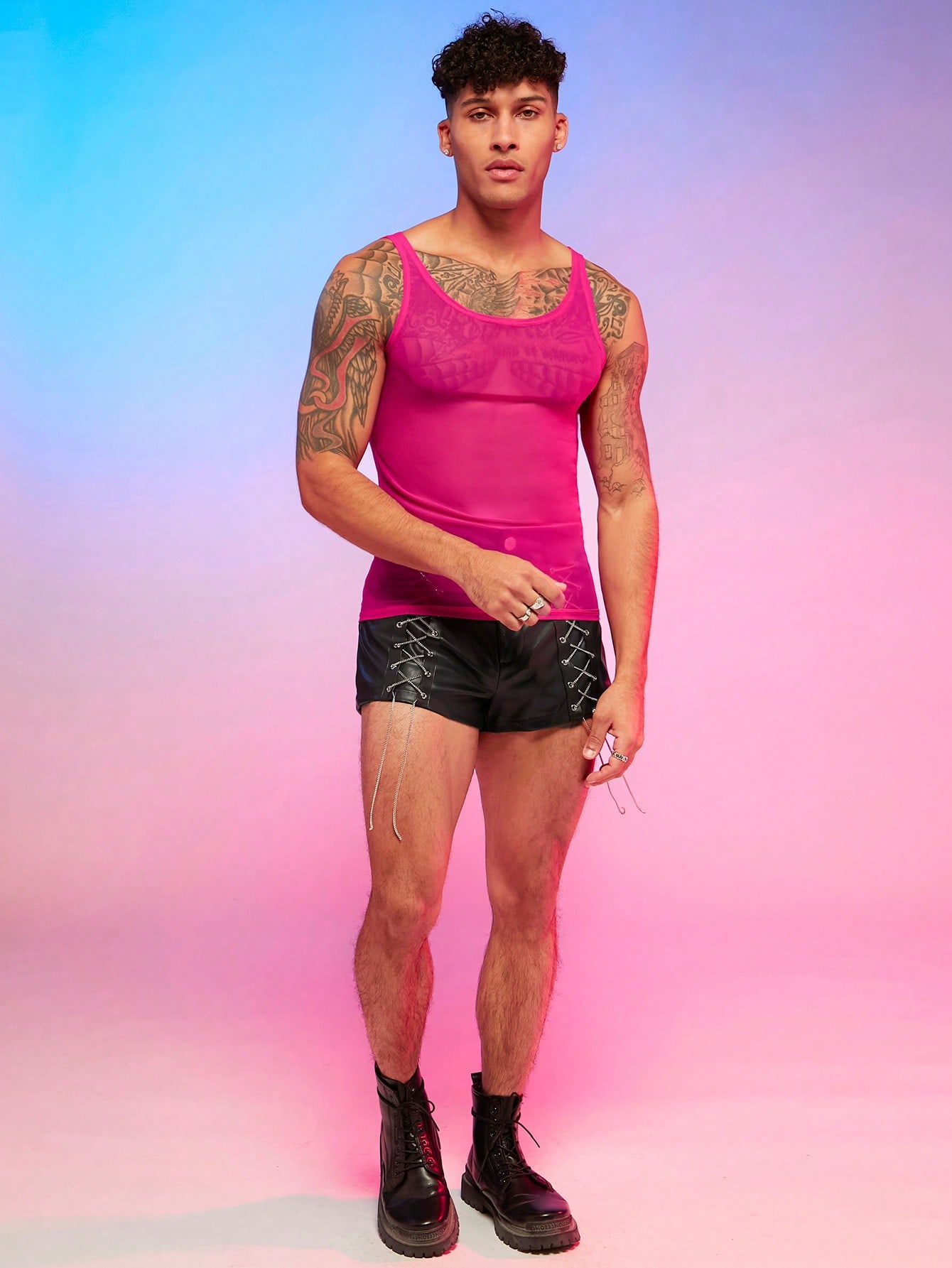 FeverCity Men Solid Sheer Mesh Tank Top | SHEIN USA