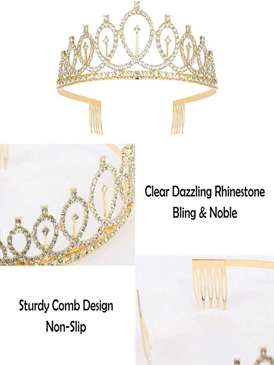 2pcs/set Bling Rhinestone Crystal Crown Tiara Birthday Decoration ...