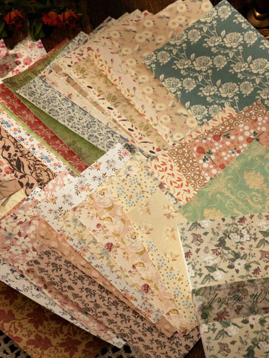 1 Paquet De 100pcs De Papier De Scrapbooking Artistique Et Vintage ...