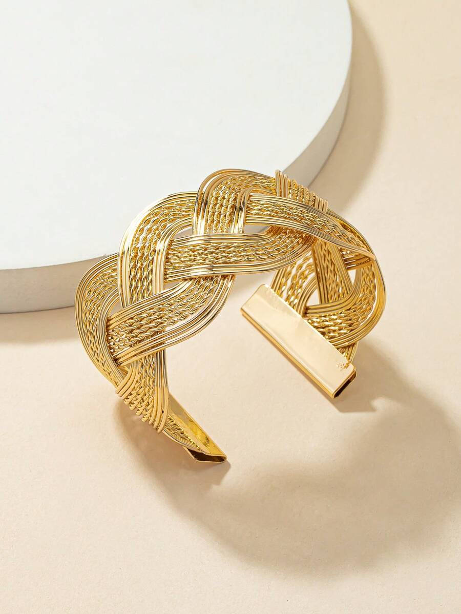 1pc Elegant Luxury Style Open Bangle Bracelet With Wave Design in Color ...